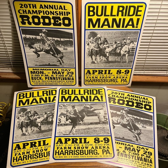 Art | Vintage Bullride Mania Buck Rodeo Posters | Poshmark